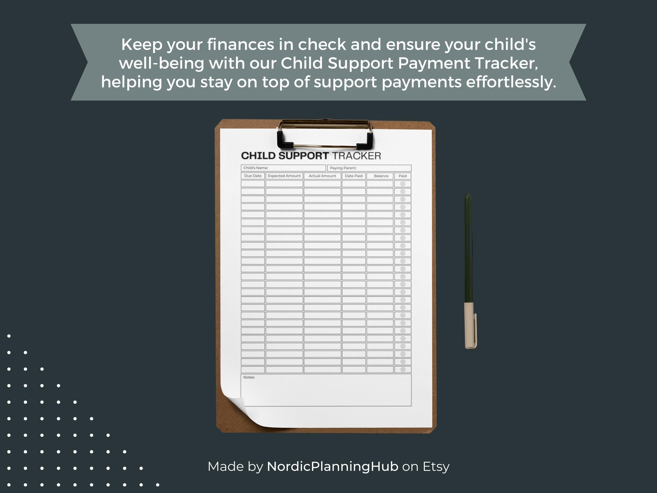 Child Support Payment Tracker Printable (fillable PDF) - Etsy