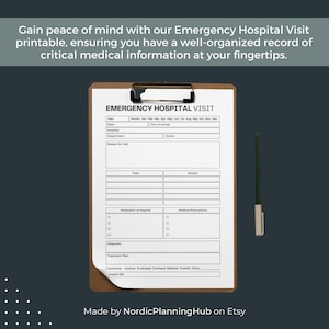 Emergency Hospital Visit Printable Hospital Visit Tracker Fillable PDF ...