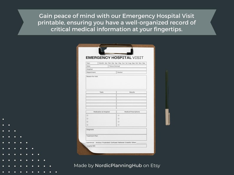 Emergency Hospital Visit Printable Hospital Visit Tracker Fillable PDF ...