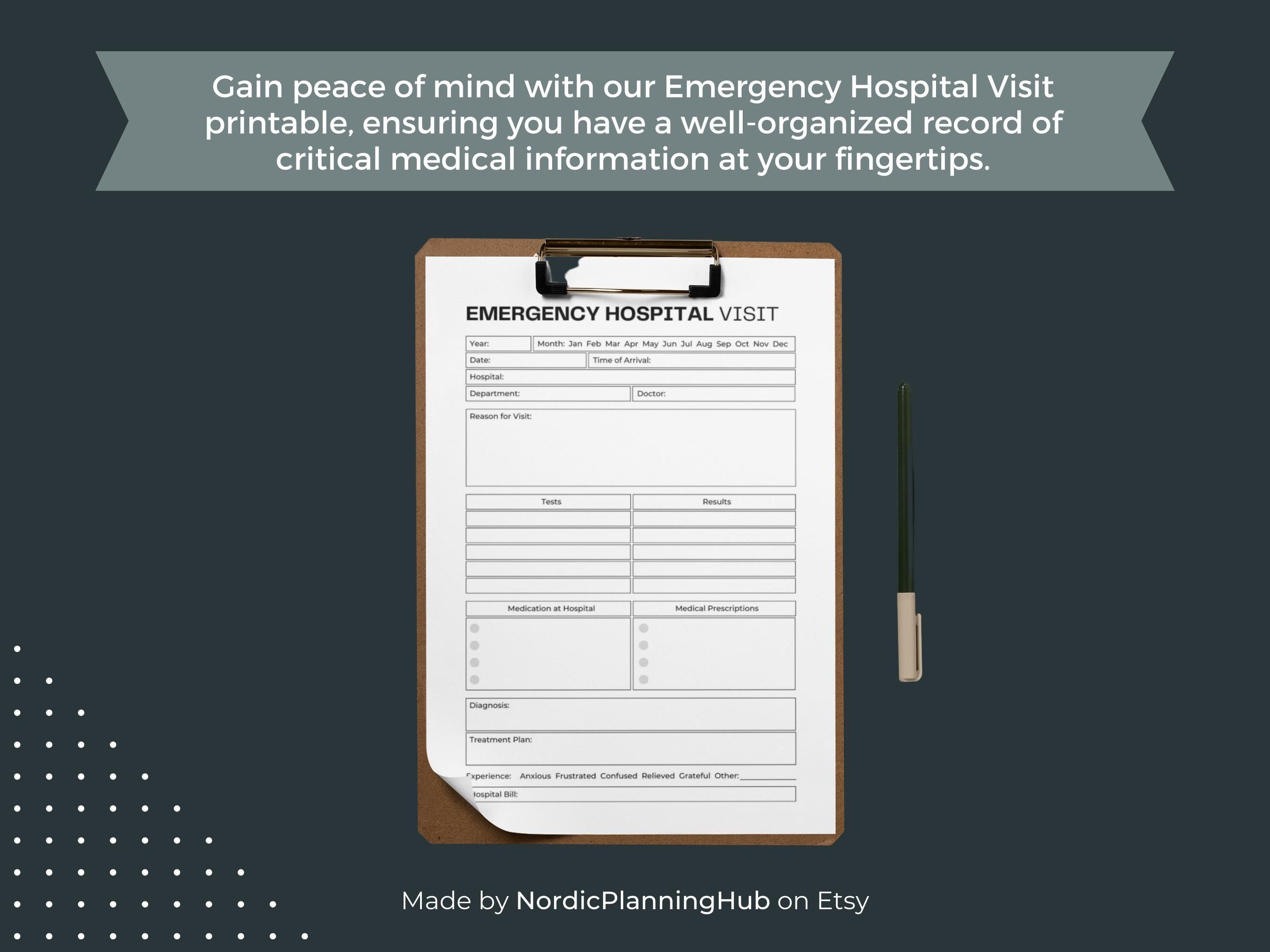Emergency Hospital Visit Printable Hospital Visit Tracker Fillable PDF ...