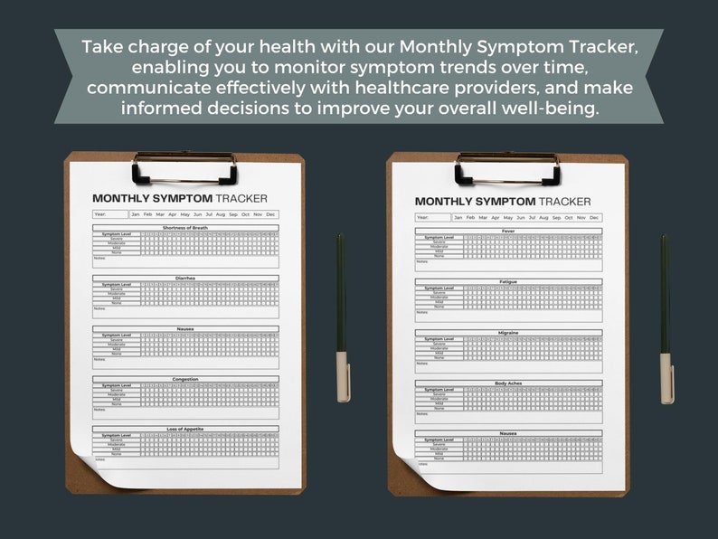 Printable Monthly Symptom Tracker, Fillable PDF (A4, A5, Letter) - Etsy