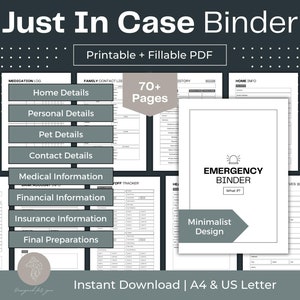 Emergency Binder Printable: Fillable PDF, Home & Medical Info (a4 ...