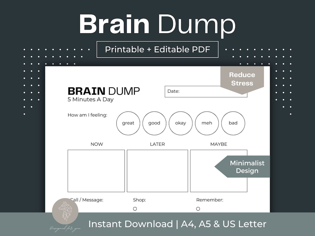 Brain Dump Printable ADHD Brain Dump to Do List Printable Thought ...
