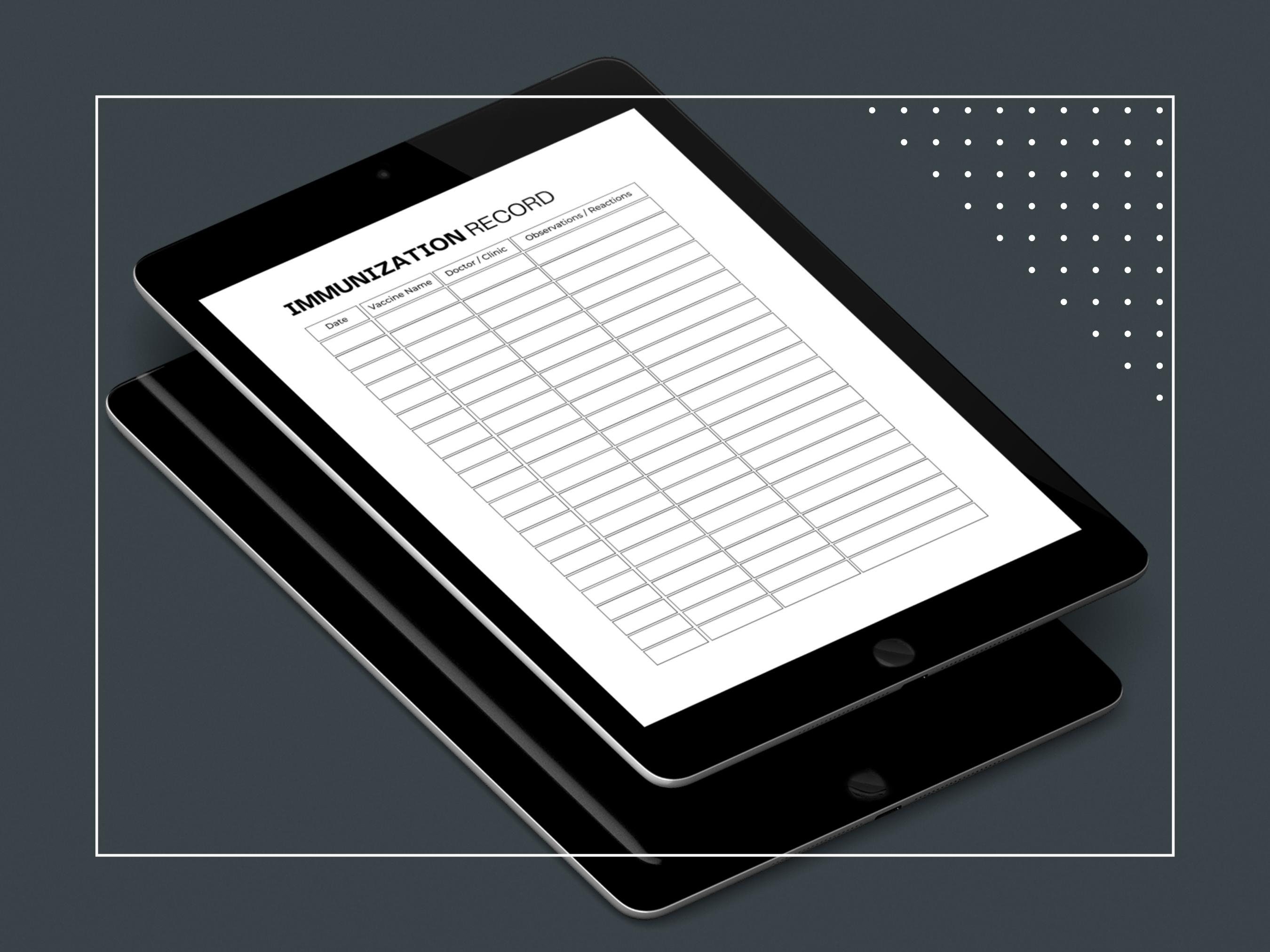 Immunization Record Printable, Fillable Vaccination Log (PDF) - Etsy