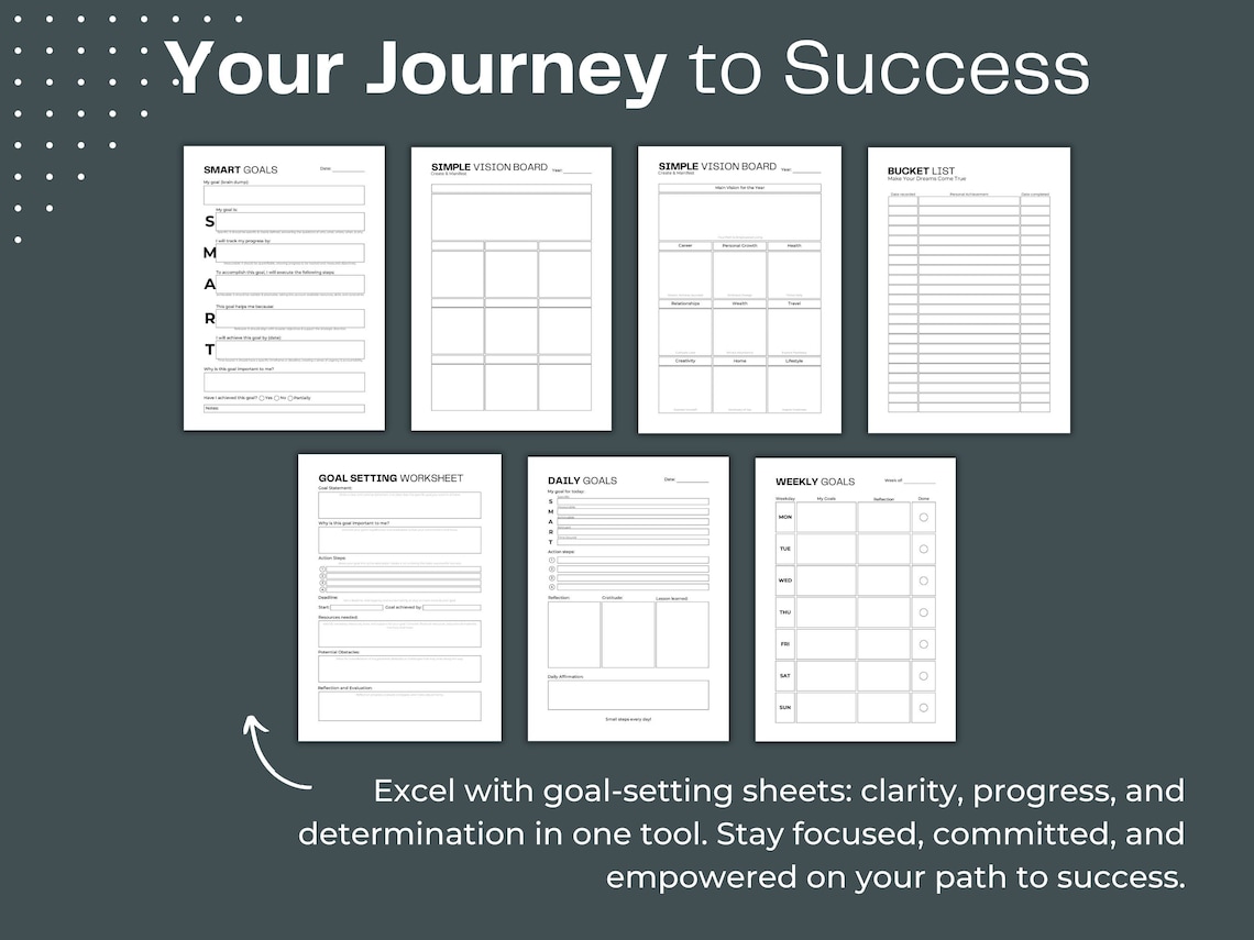 Goal Setting Worksheet, Goals Planner, Goal Setting Template, Goal ...