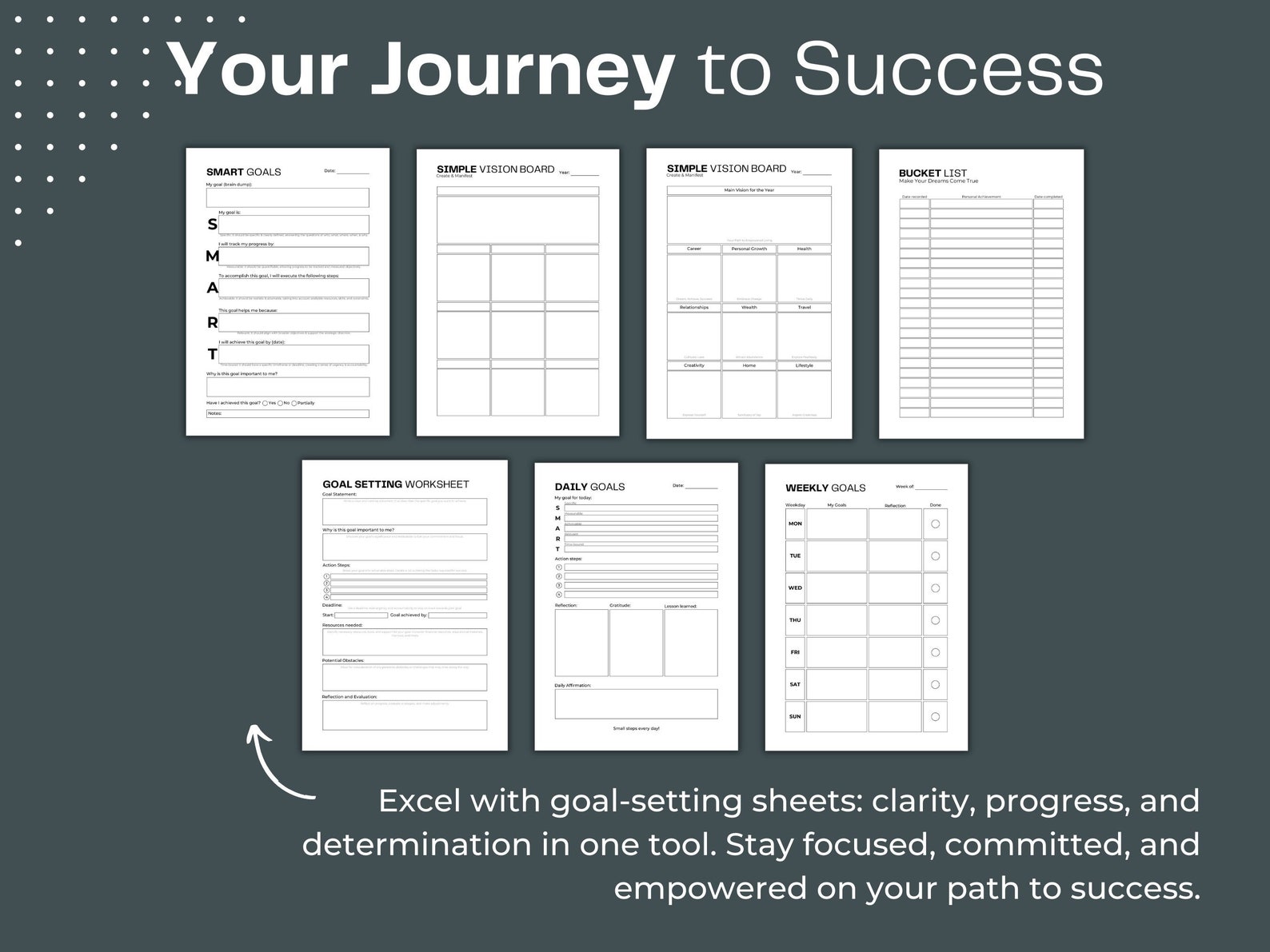 Goal Setting Worksheet, Goals Planner, Goal Setting Template, Goal ...