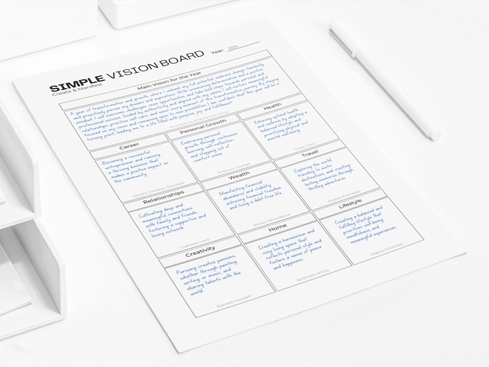 Simple Vision Board Printable Vision Board Fillable PDF Vision Board ...