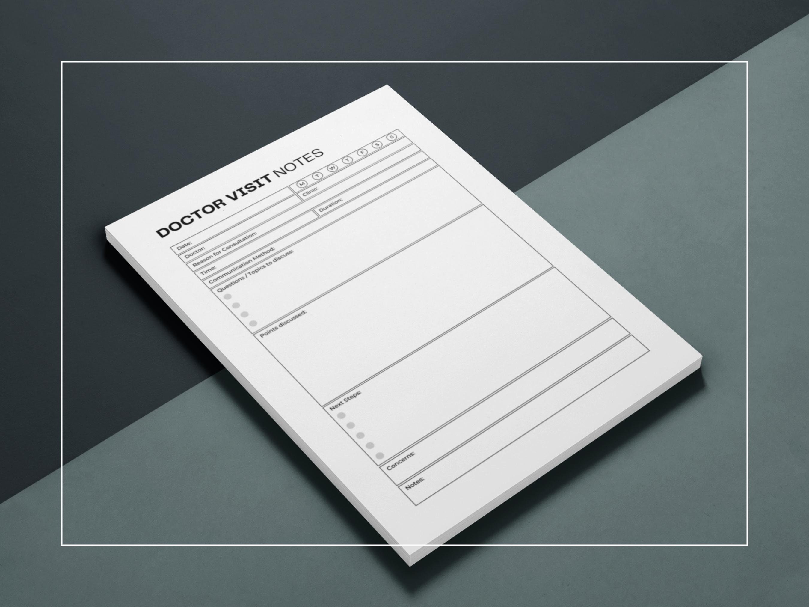 Doctor Visit Notes Printable Doctor Appointment Log Fillable PDF for ...