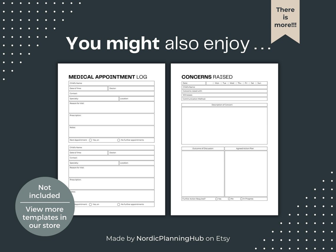 Quick Contacts & Important Contacts Printable Child Custody Planner ...