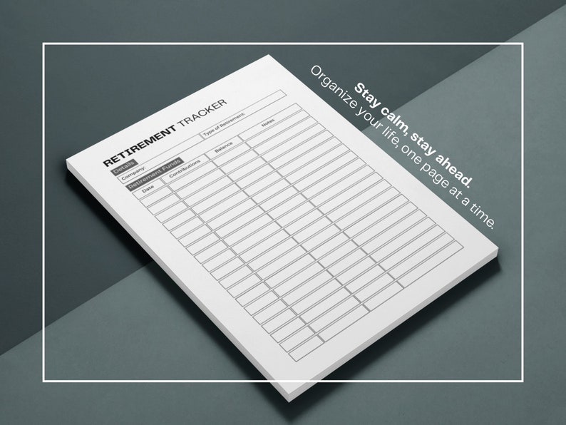 Retirement Tracker Printable Retirement Planner Fillable PDF Financial ...