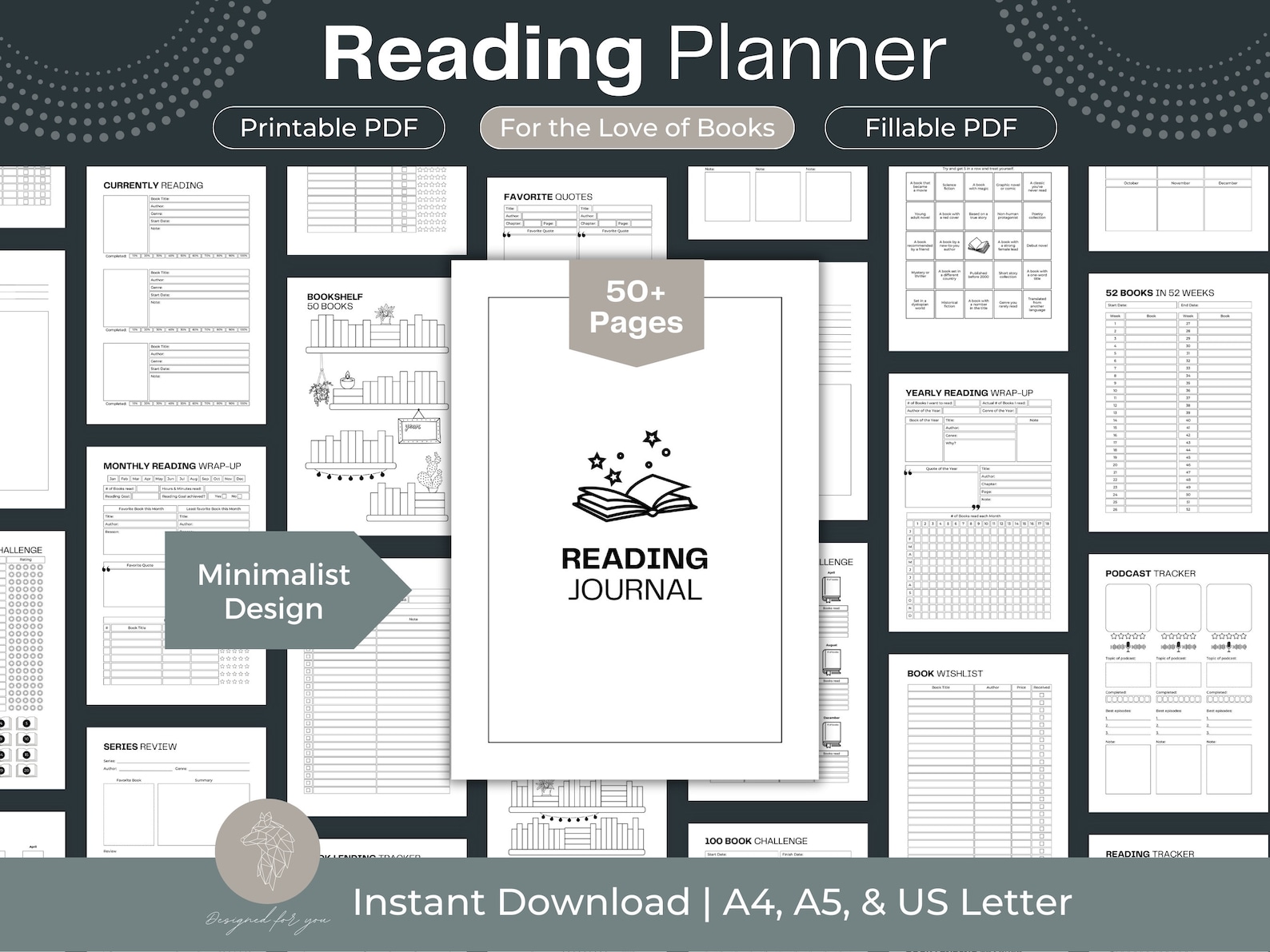 Reading Journal Bundle, Book Log, Reading Tracker (printable PDF) - Etsy