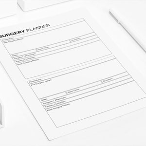 Surgery Planner Printable Procedure Tracker Fillable PDF for Your ...