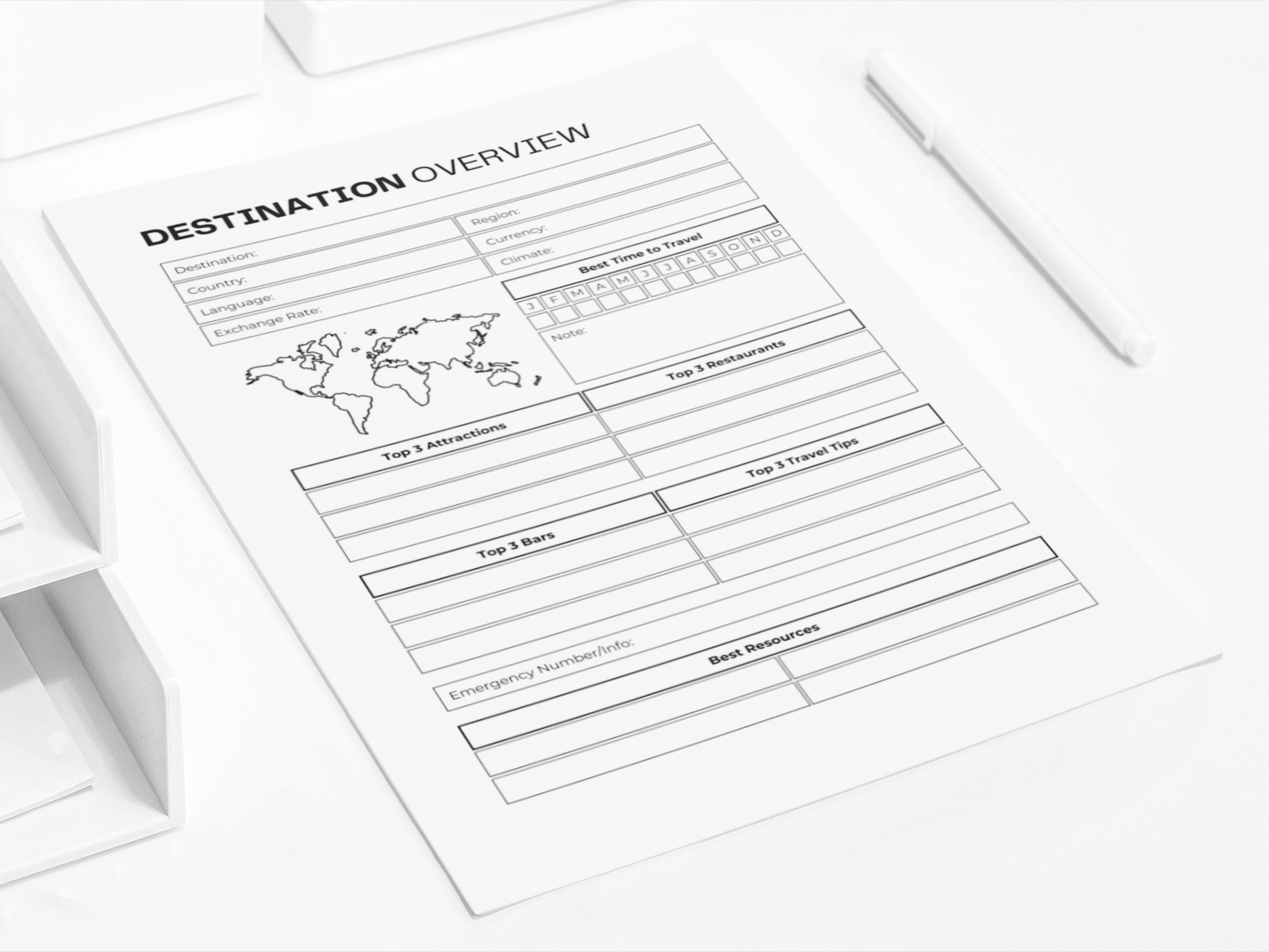 Printable Destination Overview, Travel Templates, Travel Itinerary ...