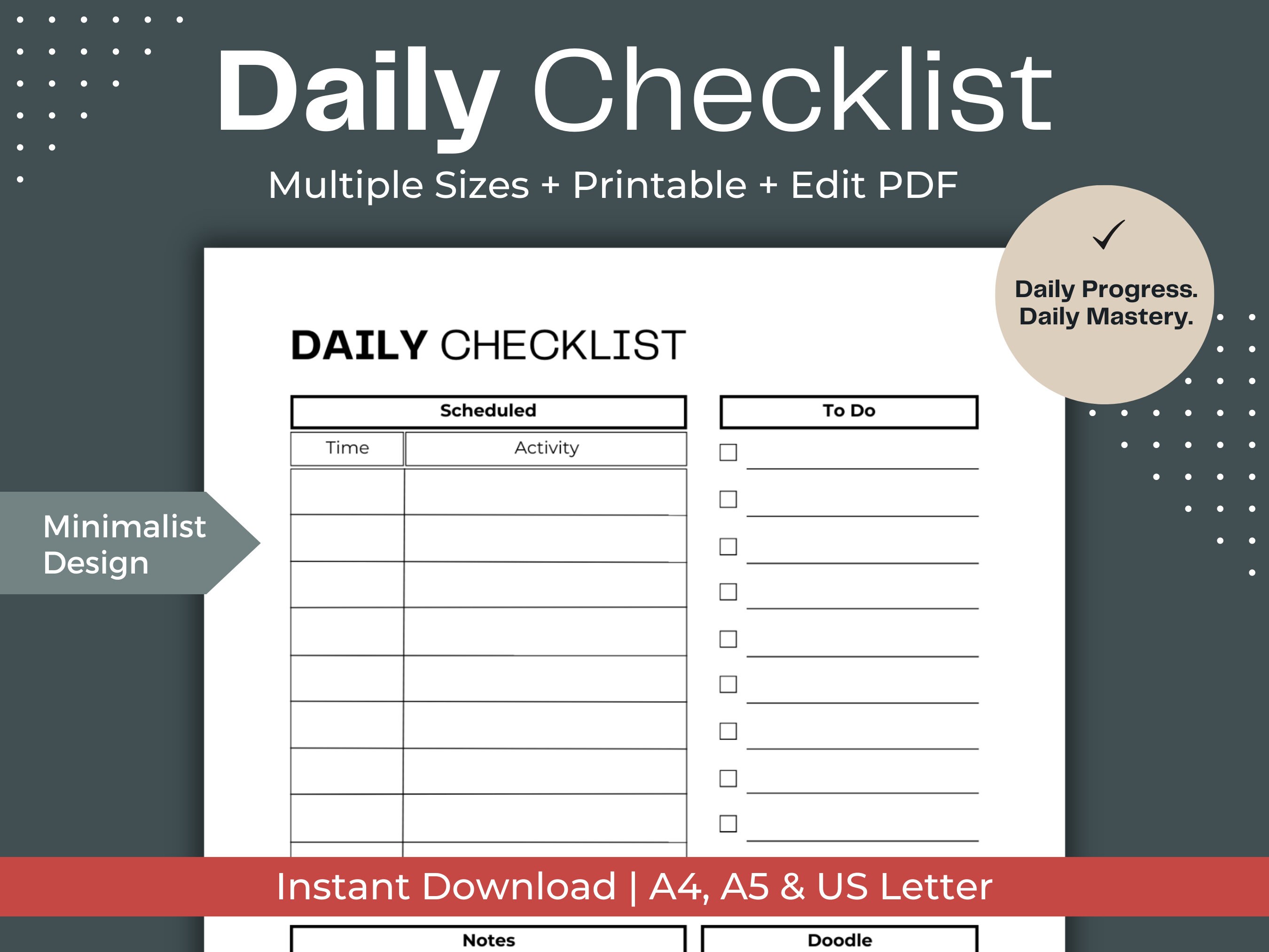 Daily Checklist Printable Checklist Minimal to Do List Daily - Etsy UK