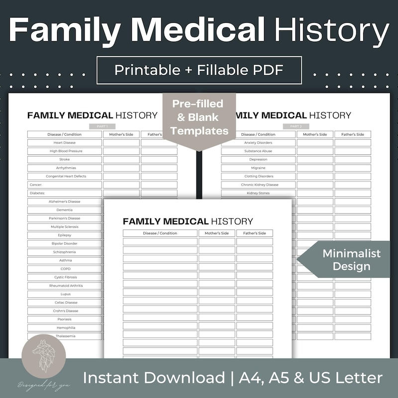 Medical History Form - Etsy
