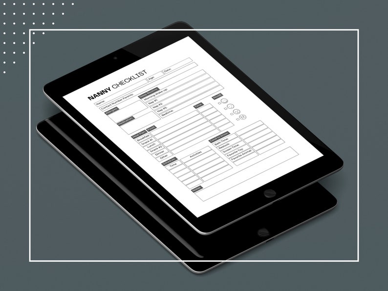 Nanny Checklist Printable Nanny Schedule Fillable PDF Babysitter Info ...