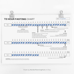72 Hour Fasting Chart 3 Day Fasting Challenge Fillable Chart Weight ...