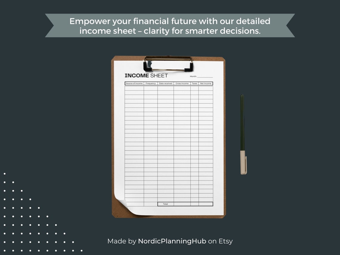 Income Sheet Printable Paycheck Budget Tracker Fillable PDF Savings ...