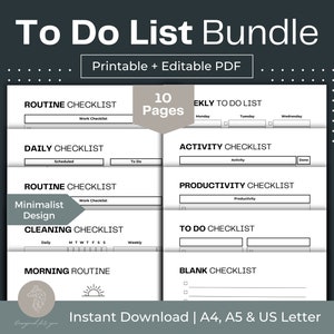 To Do List Bundle Weekly to Do List Daily to Do Checklist Morning ...