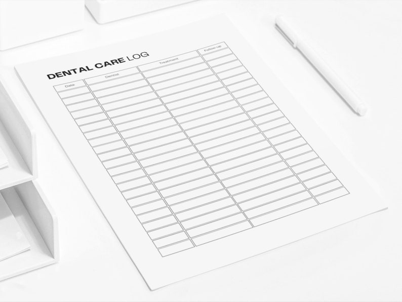Dental Care Log Printable, Doctor Visit Tracker (fillable PDF) - Etsy