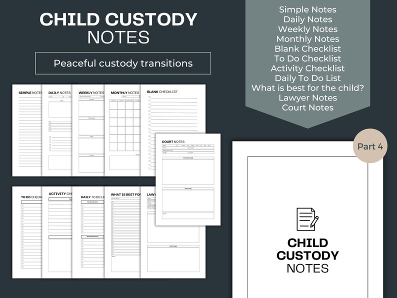 Child Custody Binder | Co-parenting Planner, Fillable PDF (a4/letter ...