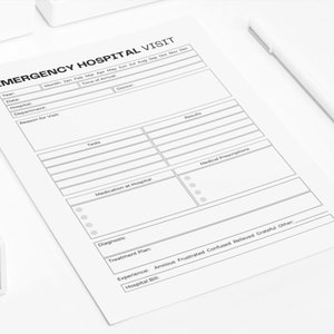 Emergency Hospital Visit Printable Hospital Visit Tracker Fillable PDF ...