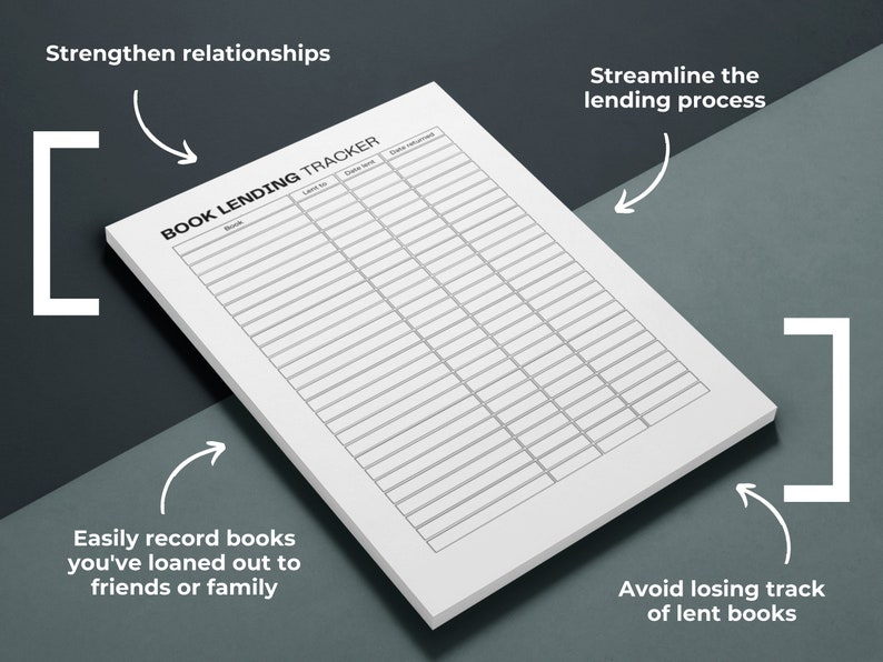 Book Lending Tracker, Reading Journal Printable (A4, A5, Letter) - Etsy