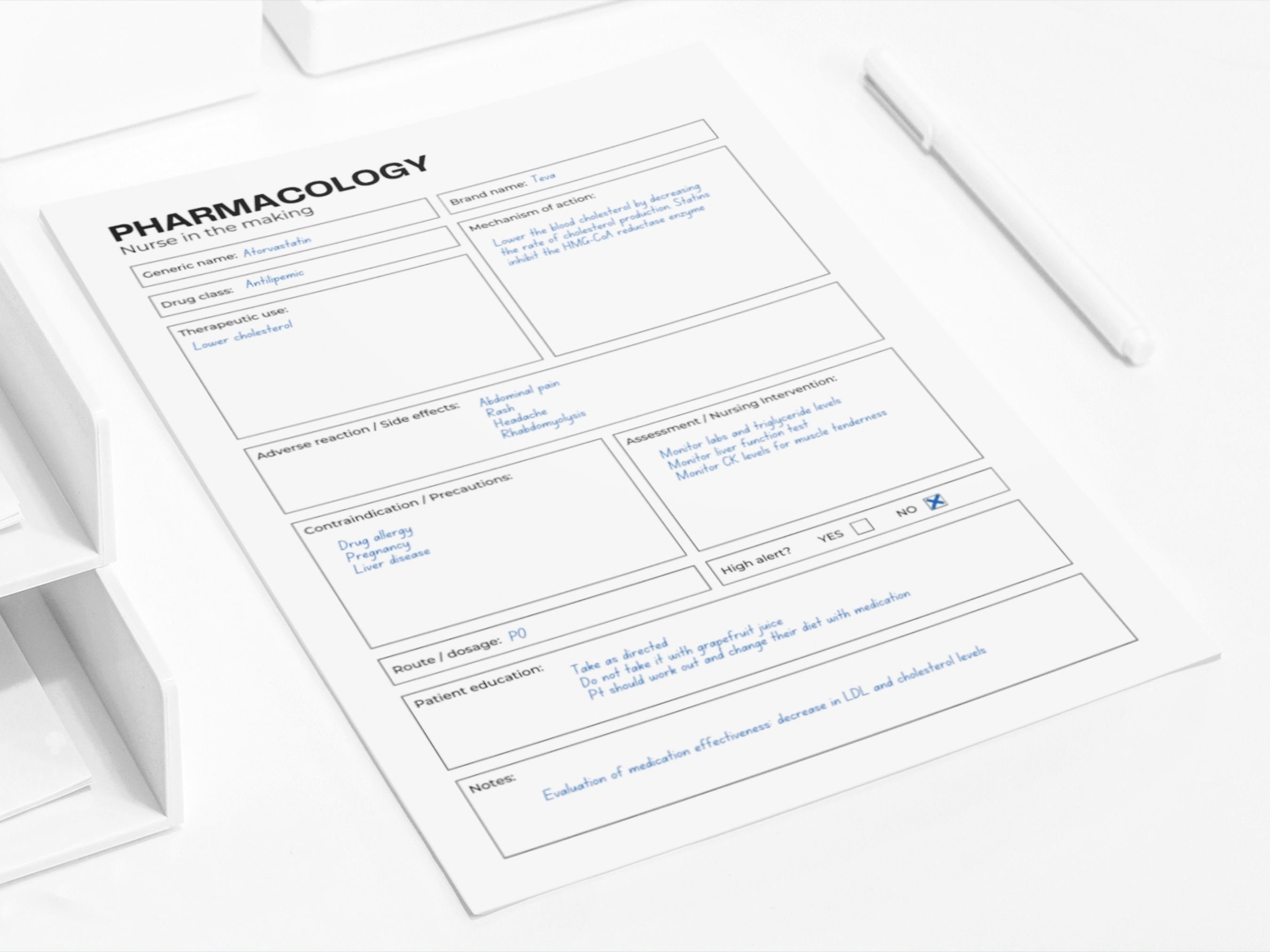 Pharmacology Template Nursing Student Nurse in the Making Pharmacology ...