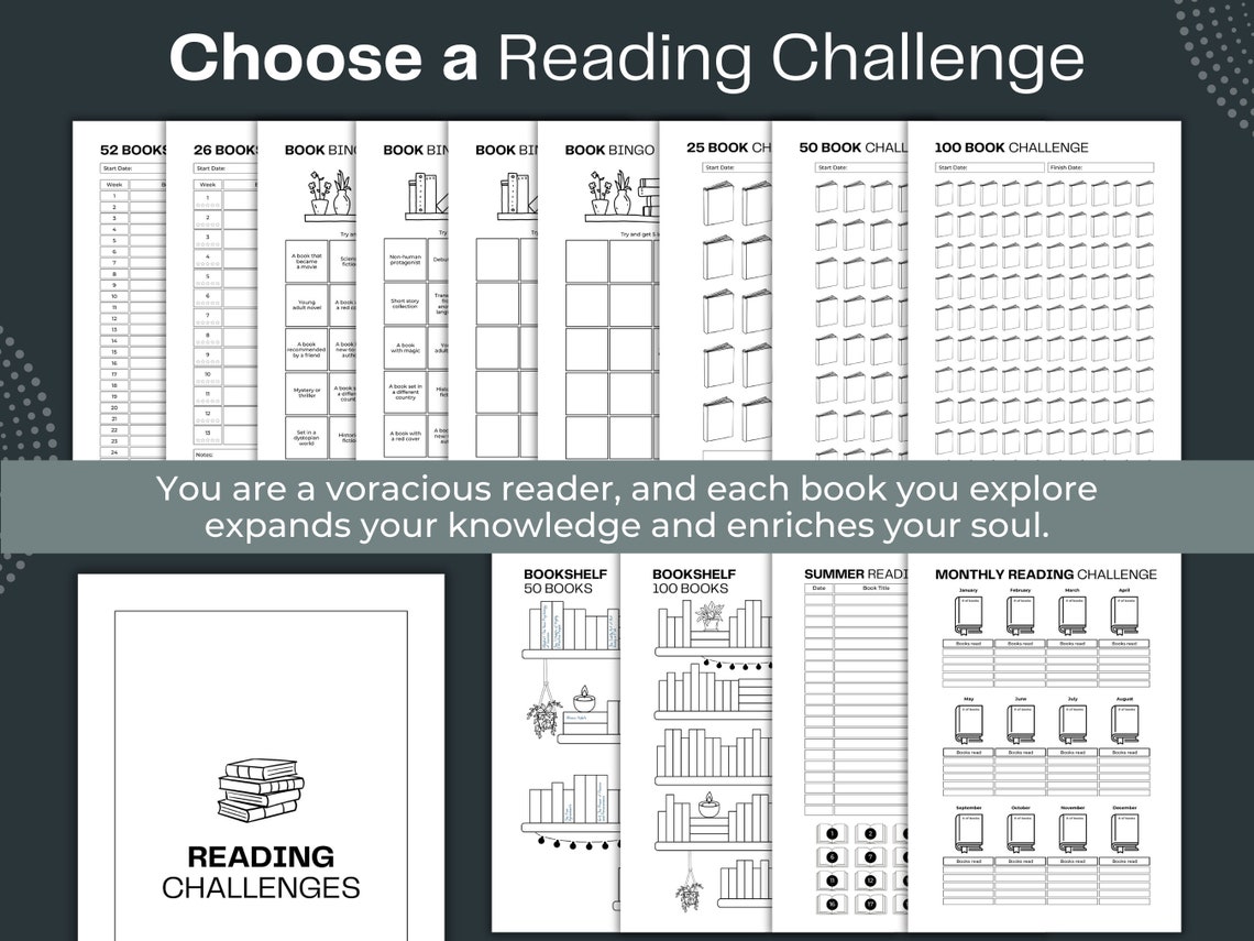 Reading Journal Bundle, Book Log, Reading Tracker (printable PDF) - Etsy