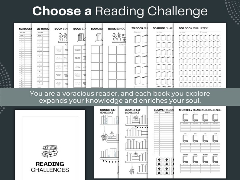 Reading Journal Bundle, Book Log, Reading Tracker (printable PDF) - Etsy