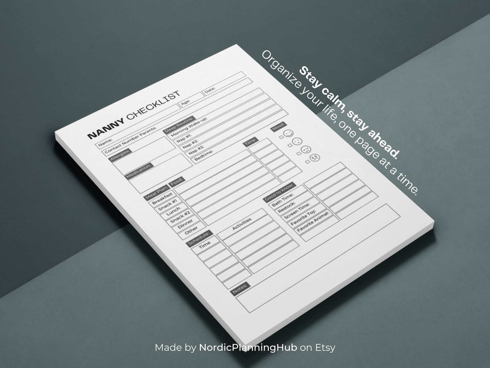 Nanny Checklist Printable Nanny Schedule Fillable PDF Babysitter Info ...