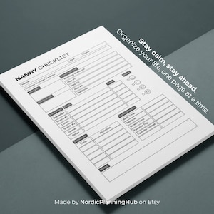 Nanny Checklist Printable Nanny Schedule Fillable PDF Babysitter Info ...