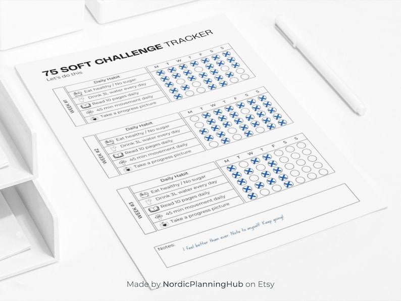 75 Soft Challenge Tracker Printable Fitness Habit Tracker Fillable PDF ...