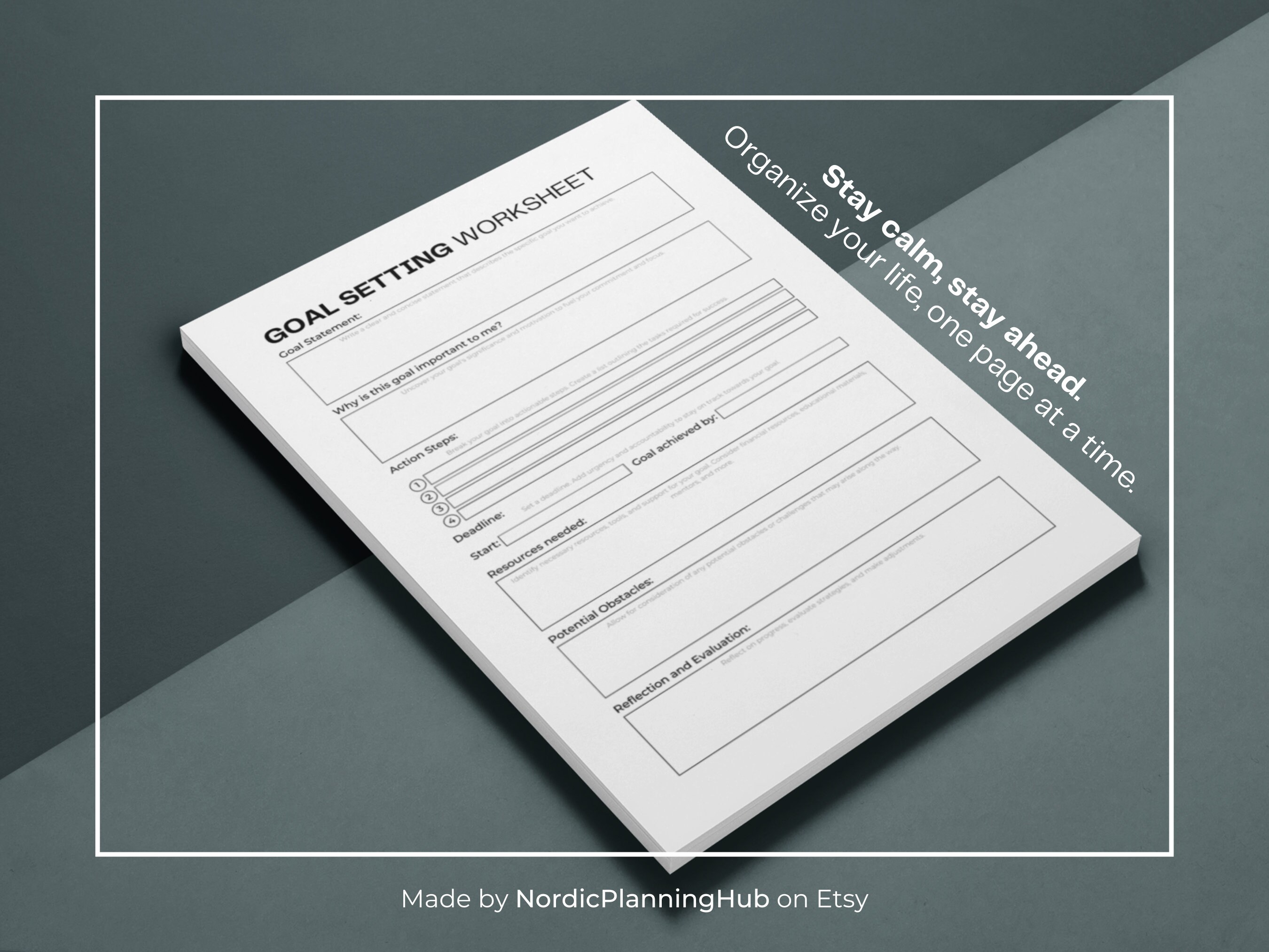 Goal Setting Worksheet Goal Planner Smart Goals Printable Goal ...