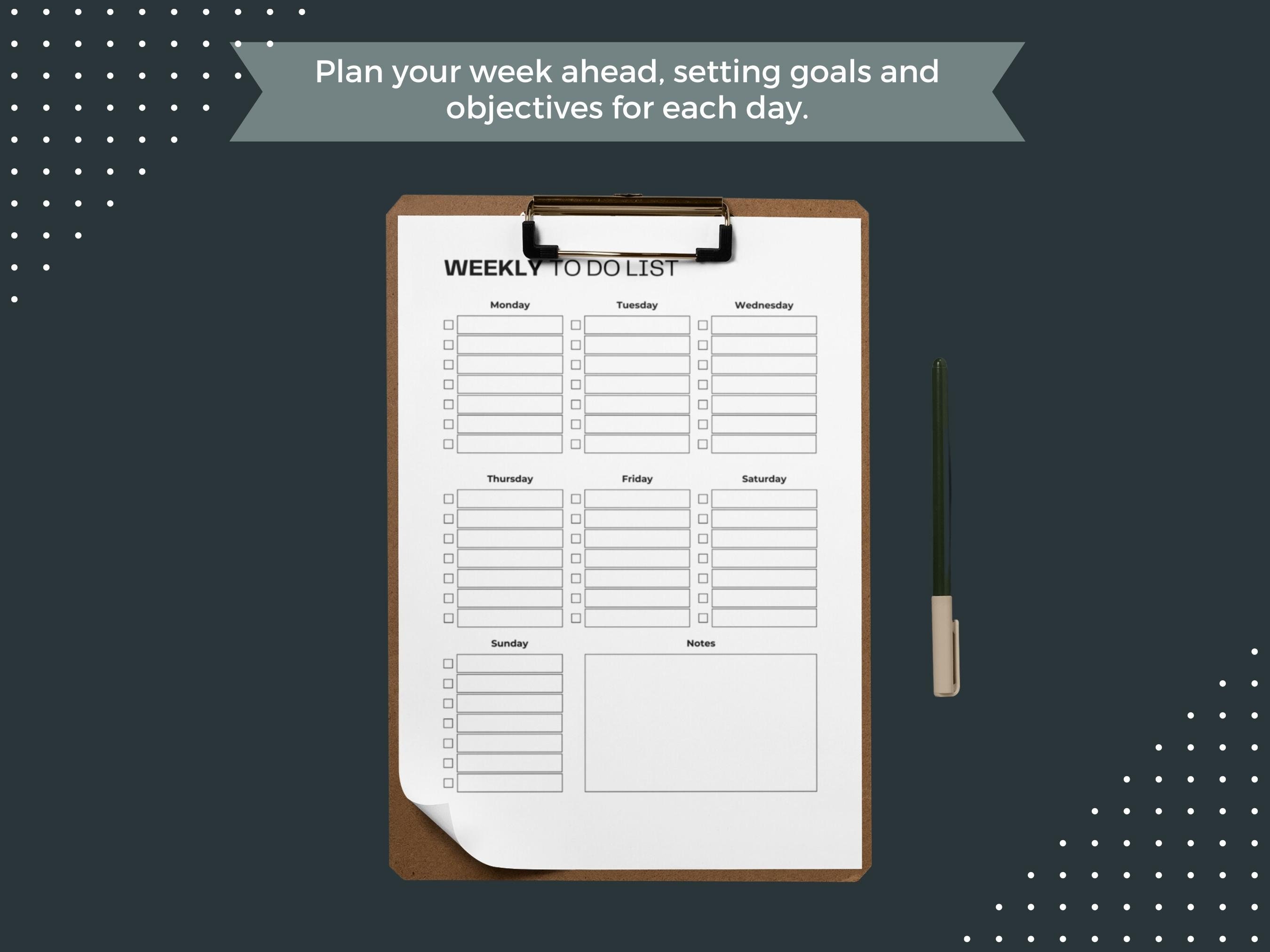 Weekly to Do List Printable Weekly Schedule Fillable PDF Daily - Etsy