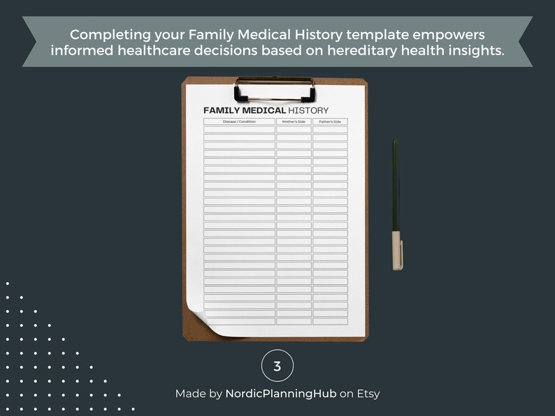 Family Medical History Printable, Fillable PDF (A4, A5, Letter) - Etsy