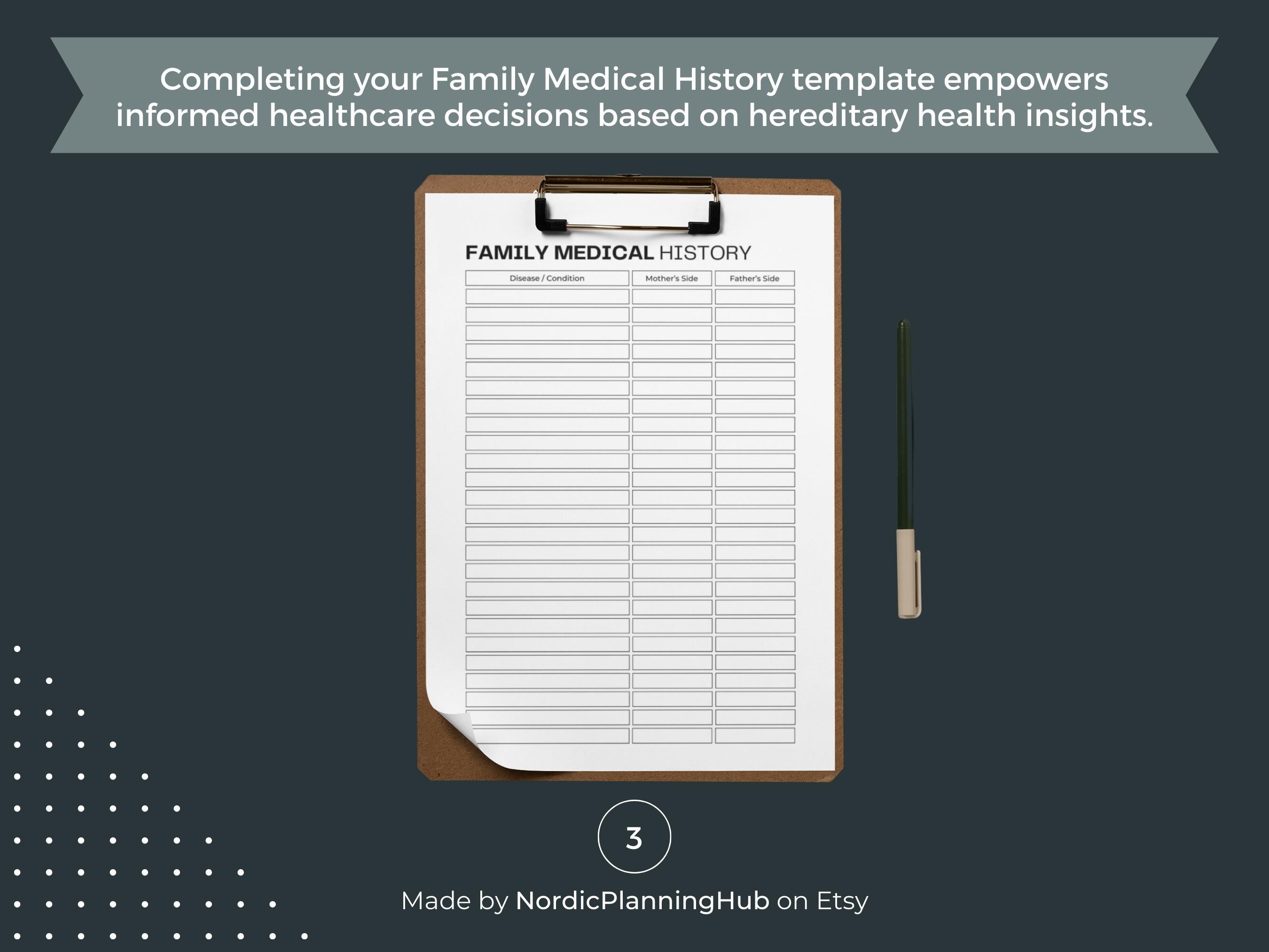 Family Medical History Printable Personal Medical History Form Fillable ...