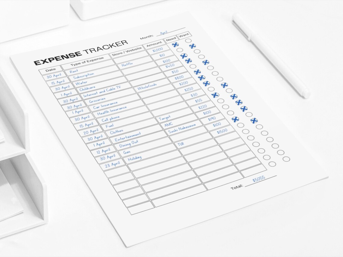 Expense Tracker Printable Spending Log Fillable PDF Business Expense ...