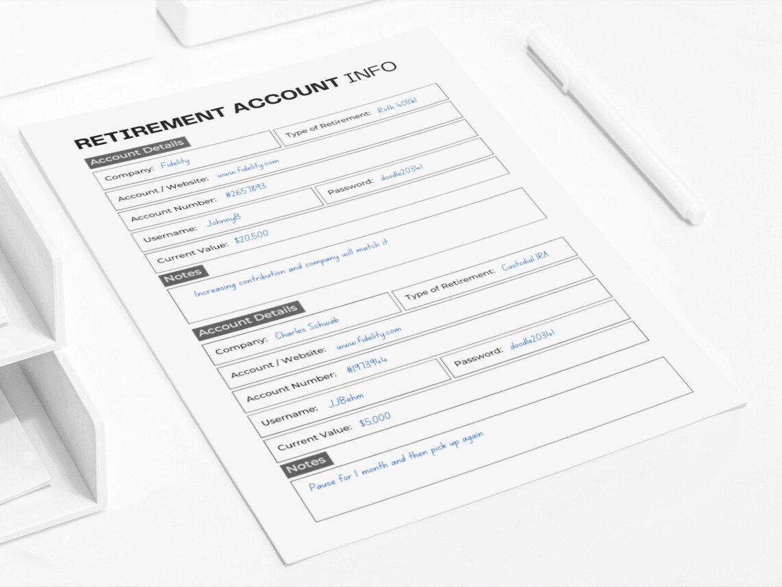 Retirement Tracker Printable Retirement Planner Fillable PDF Financial ...