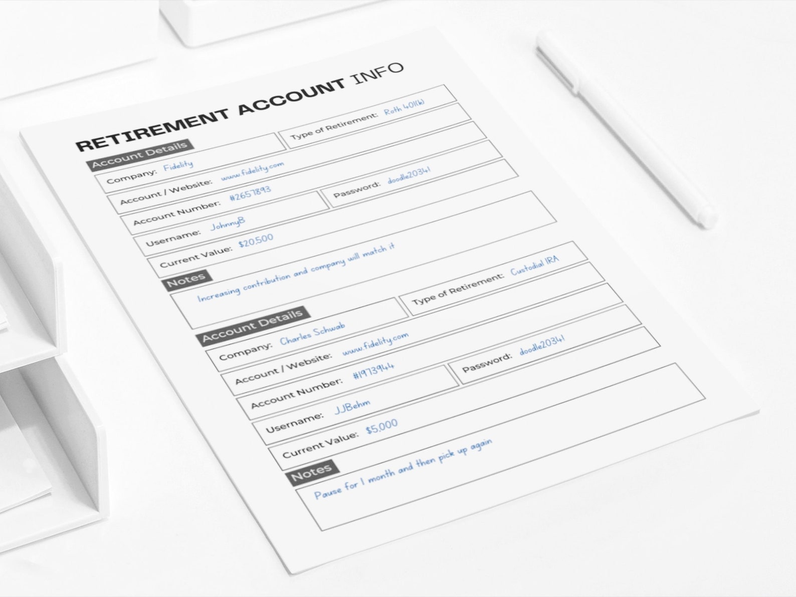 Retirement Tracker Printable Retirement Planner Fillable PDF Financial ...