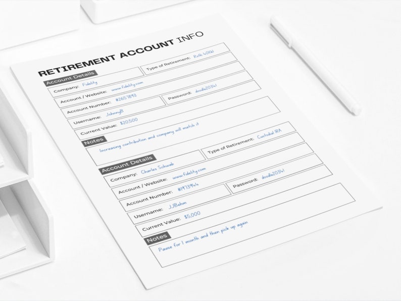 Retirement Tracker Printable Retirement Planner Fillable PDF Financial ...