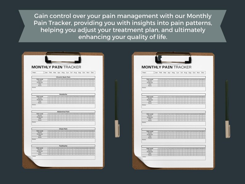 Printable Monthly Pain Tracker Fillable PDF Chronic Pain Tracker for ...