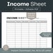 Income Sheet Printable Paycheck Budget Tracker Fillable PDF Savings ...