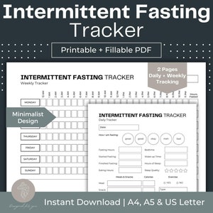 Printable Intermittent Fasting Tracker Fillable PDF Weight Loss Tracker ...