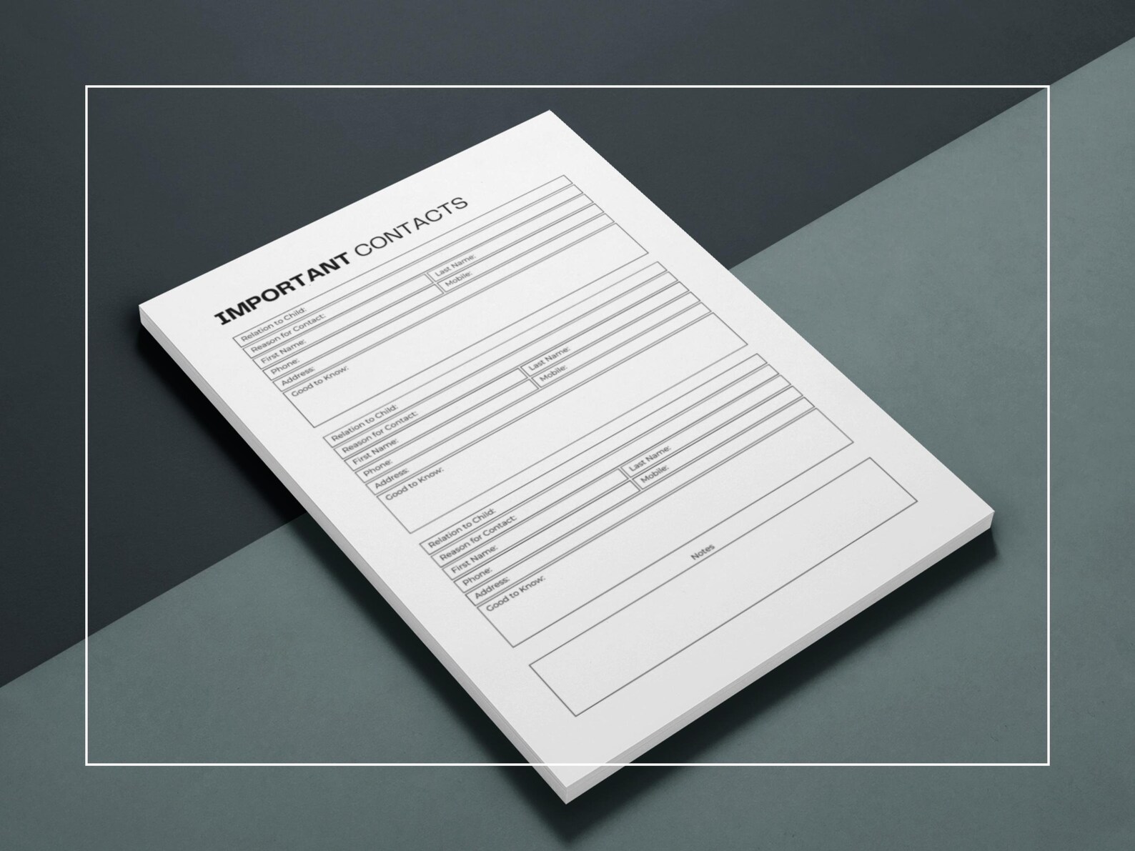 Quick Contacts & Important Contacts Printable Child Custody Planner ...
