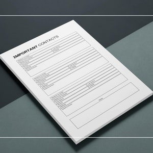 Quick Contacts & Important Contacts Printable Child Custody Planner ...