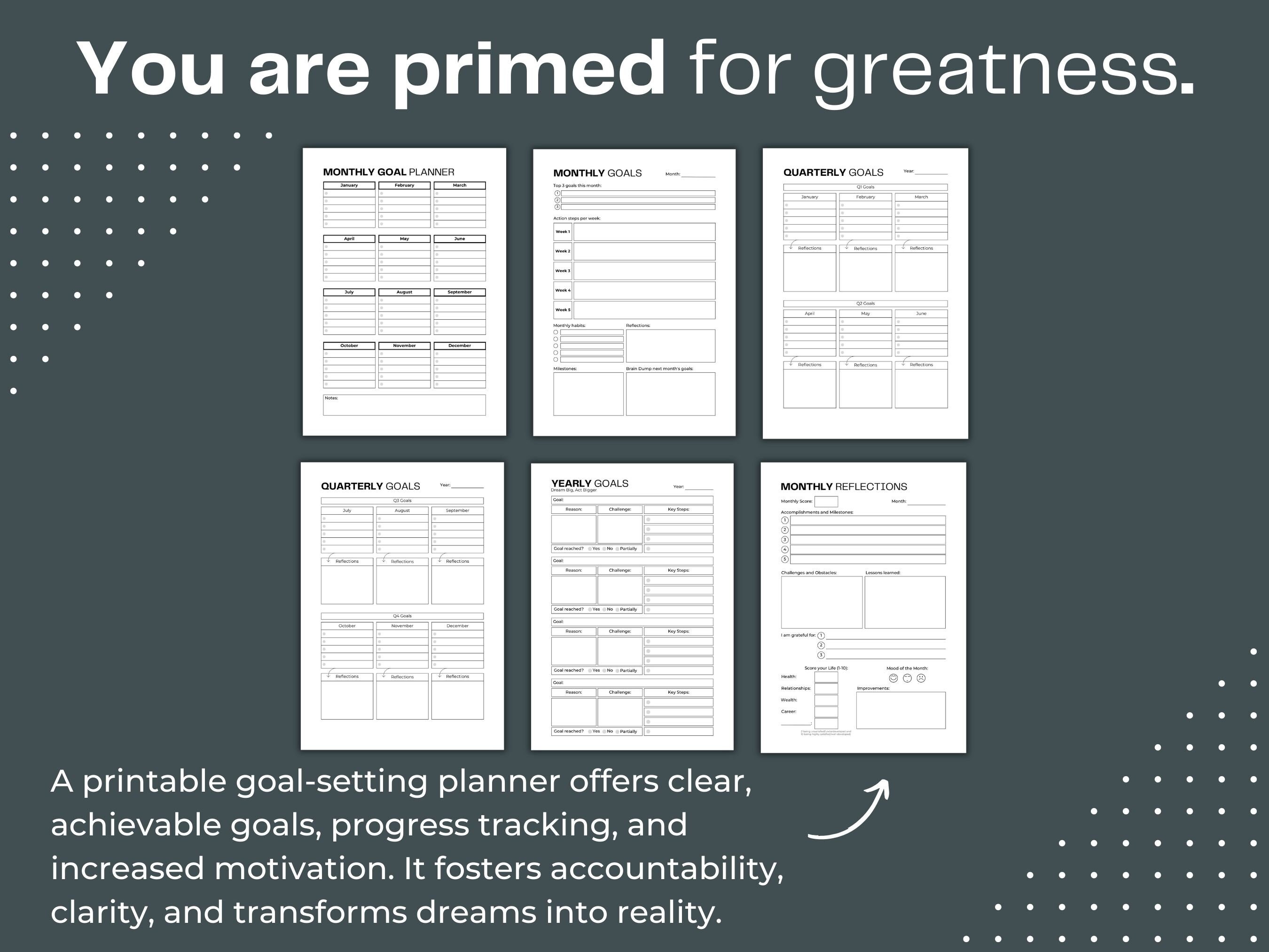 Goal Setting Worksheet, Goals Planner, Goal Setting Template, Goal ...