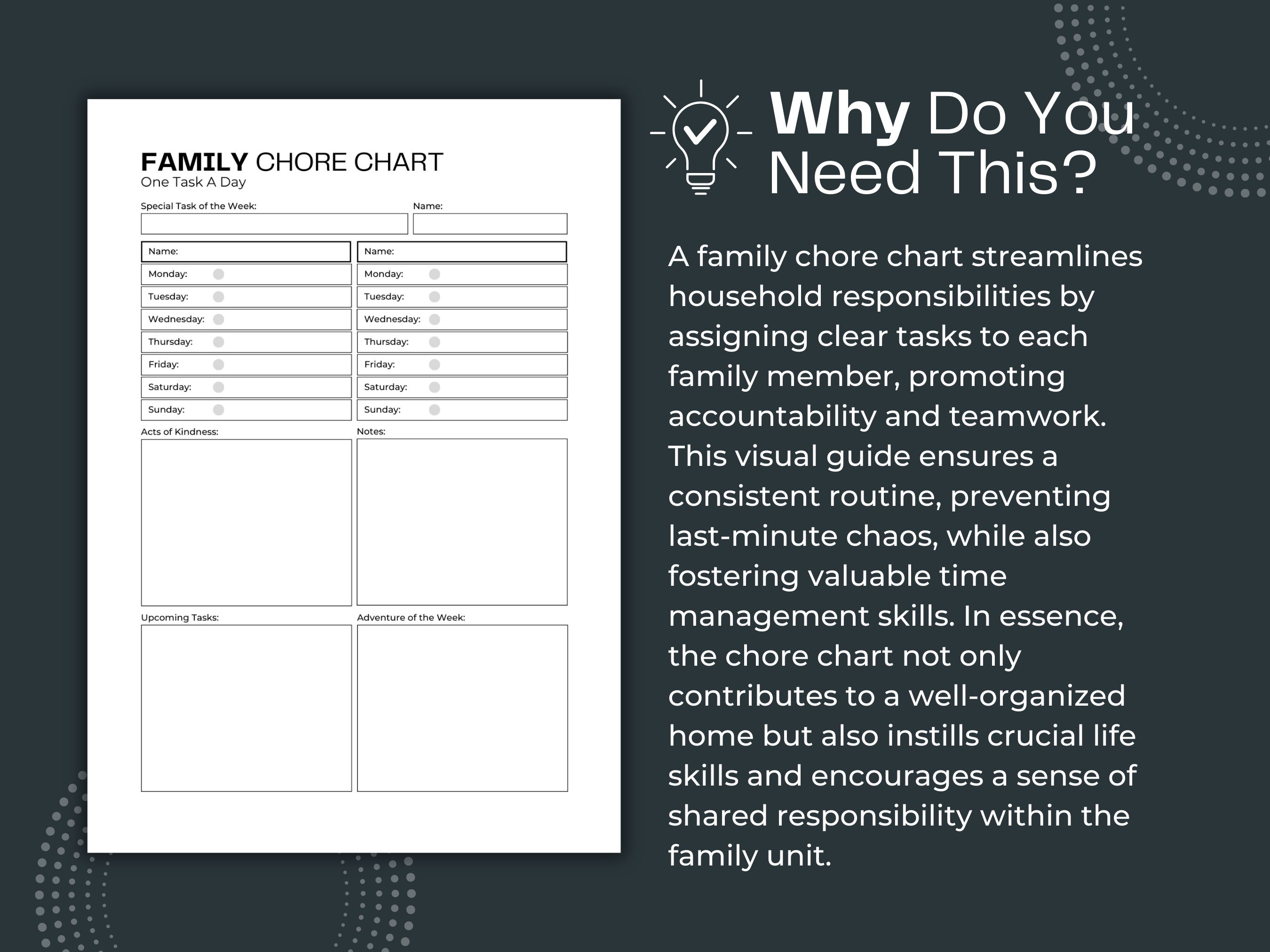 Family Chore Chart Printable, Family Cleaning Chart, Family Cleaning ...