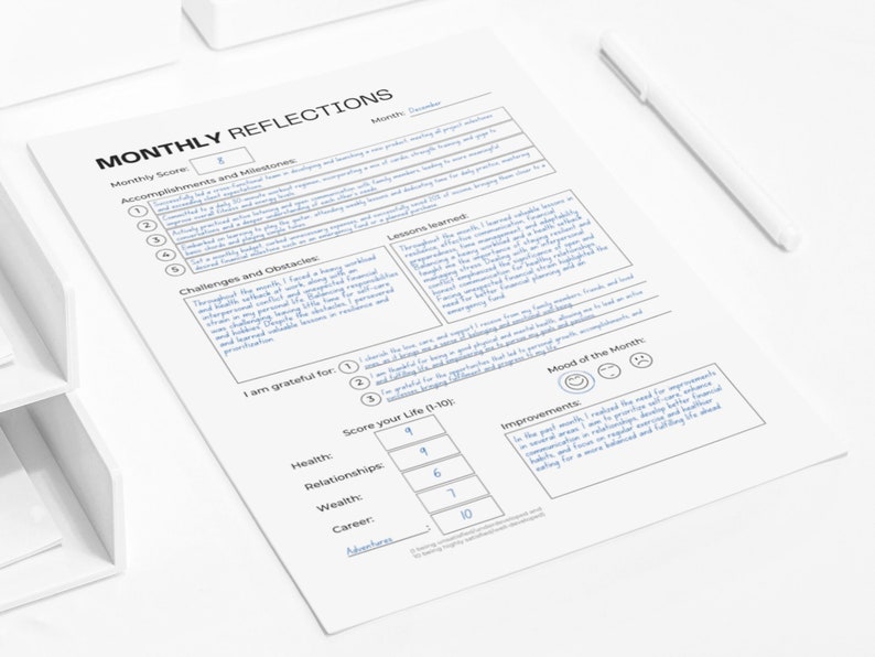 Monthly Reflections Planner Printable Goal Reflection Planner Monthly ...