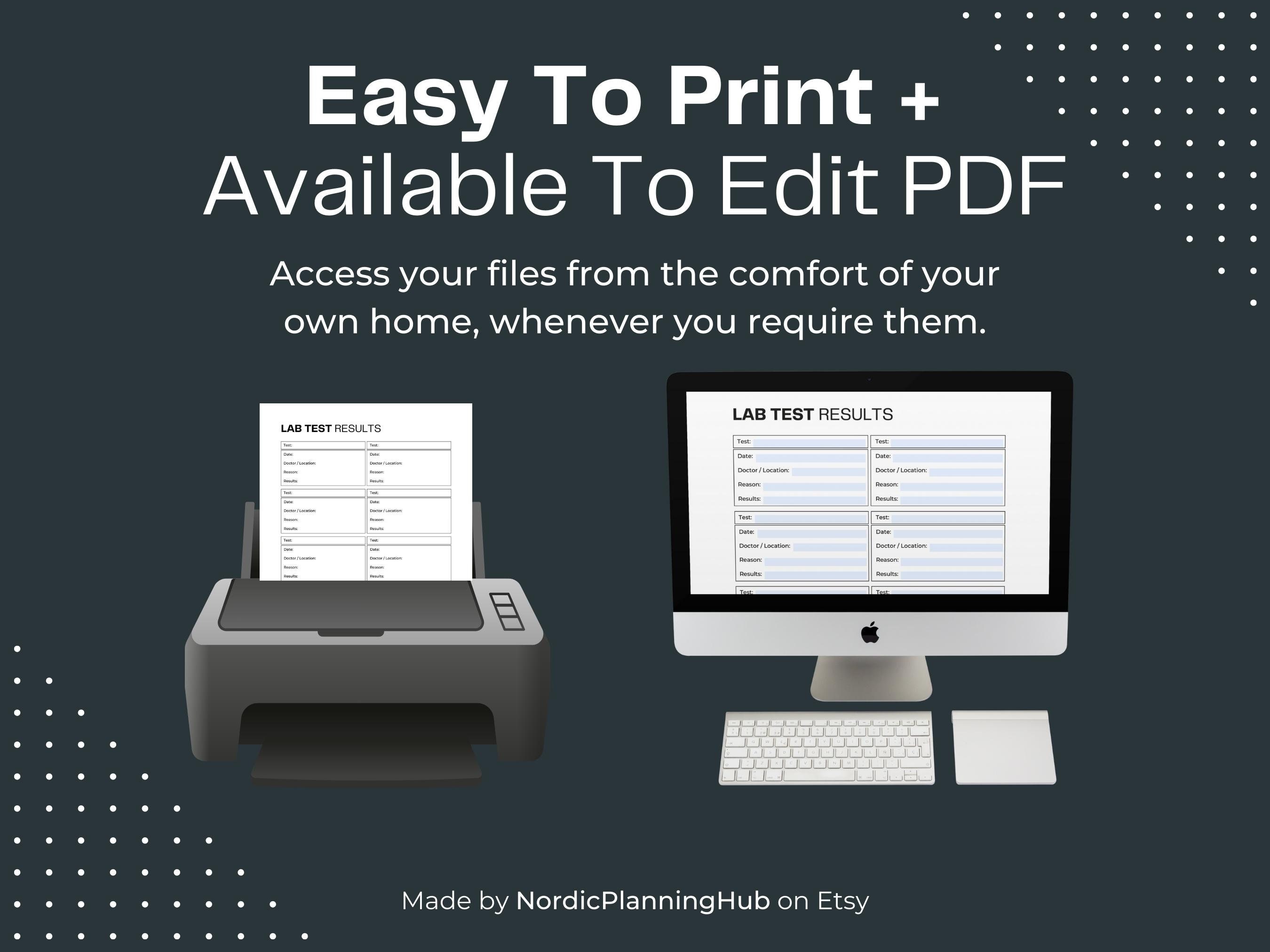 Lab Test Results Printable for Your Medical Binder Fillable PDF Lab ...